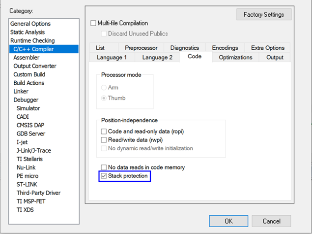 在IAR Embedded Workbench中实现堆栈保护来提高代码的安全性
